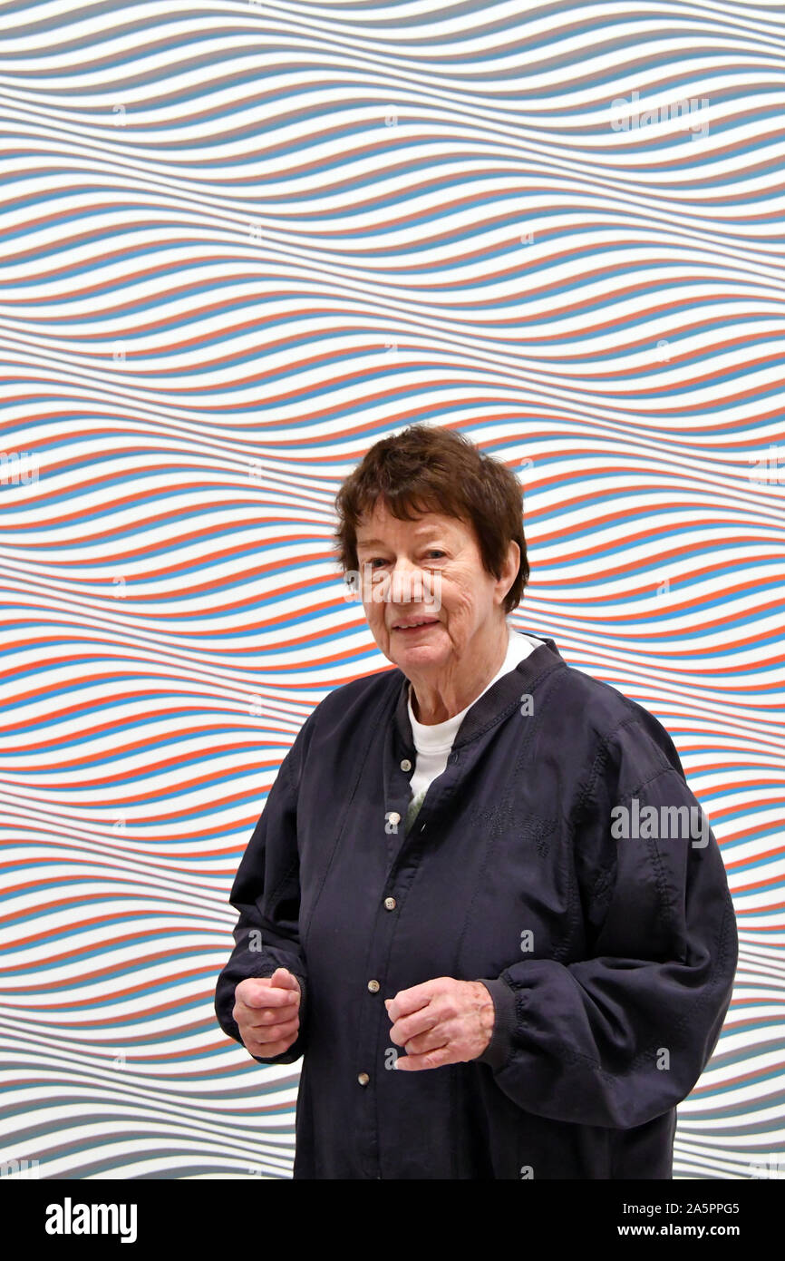 Hayward Gallery, London, UK. 22nd Oct 2019. Artist Bridget Riley, with ...