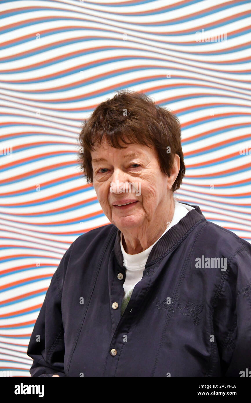 Hayward Gallery, London, UK. 22nd Oct 2019. Artist Bridget Riley, with ...