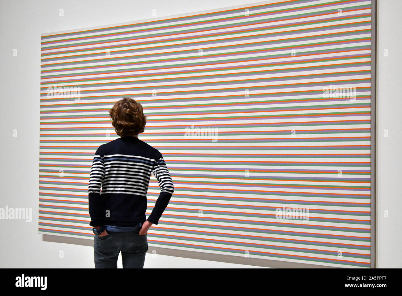 Hayward Gallery, London, UK. 22nd Oct 2019. Bridget Riley, Rise 1, 1968 ...