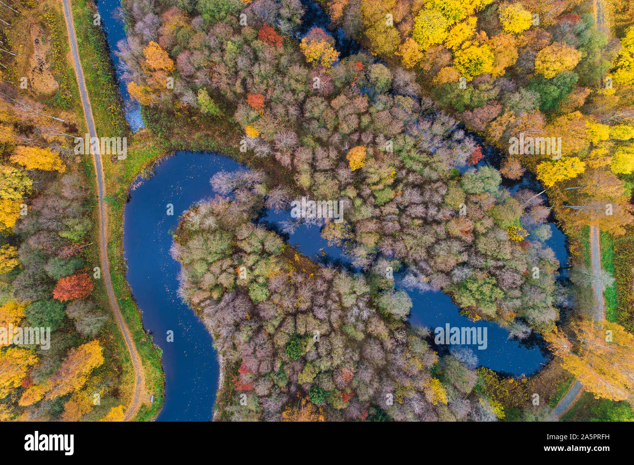 Aerial view of winding river Stock Photo - Alamy