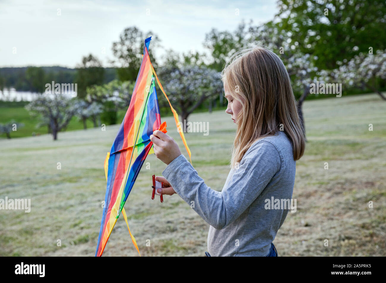Girl with kite Stock Photo - Alamy