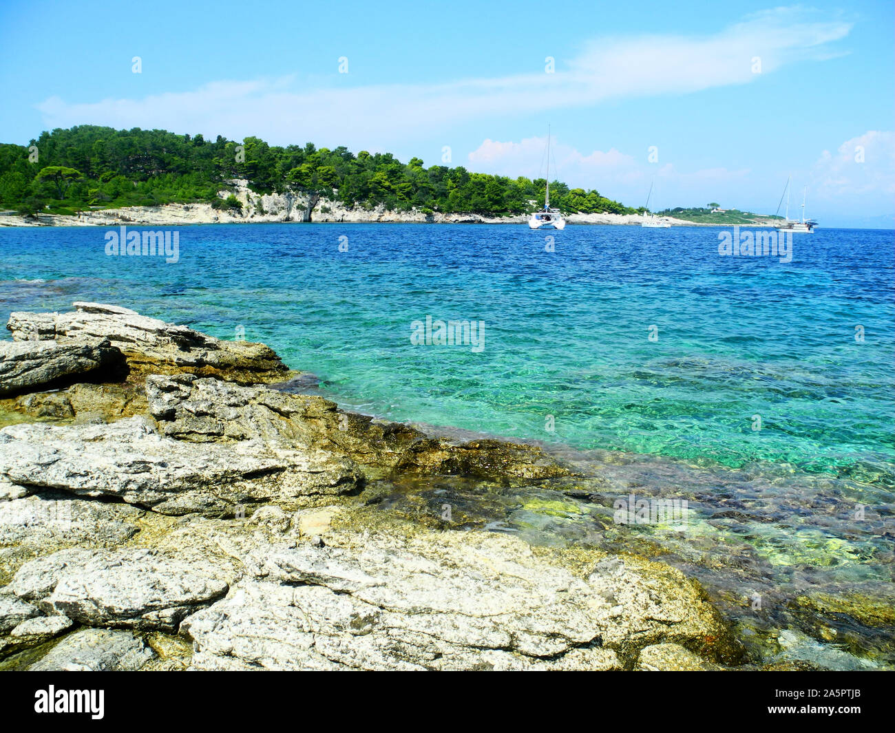 Greek rocky coasline, Ionian sea, Greece Stock Photo - Alamy