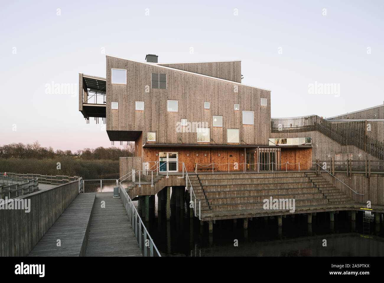Modern wooden building Stock Photo - Alamy