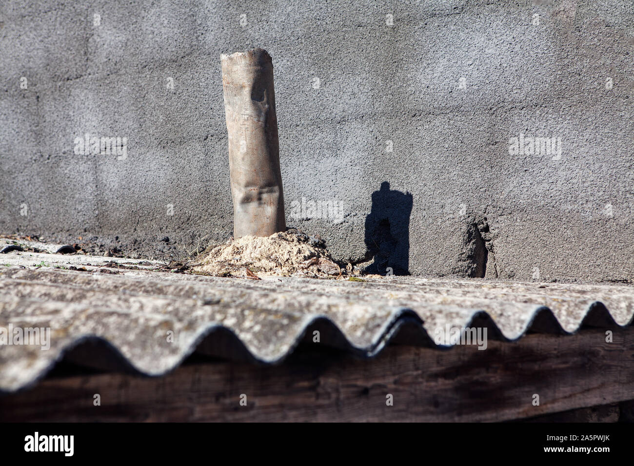 chimney of old house and slate roof Stock Photo - Alamy