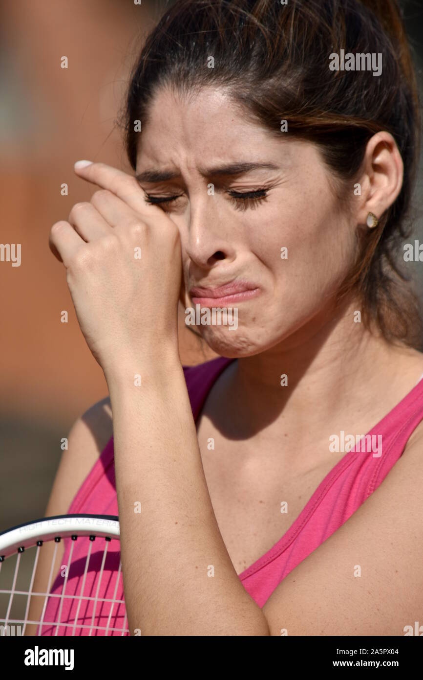 Athlete Colombian Girl Tennis Player Crying Stock Photo - Alamy