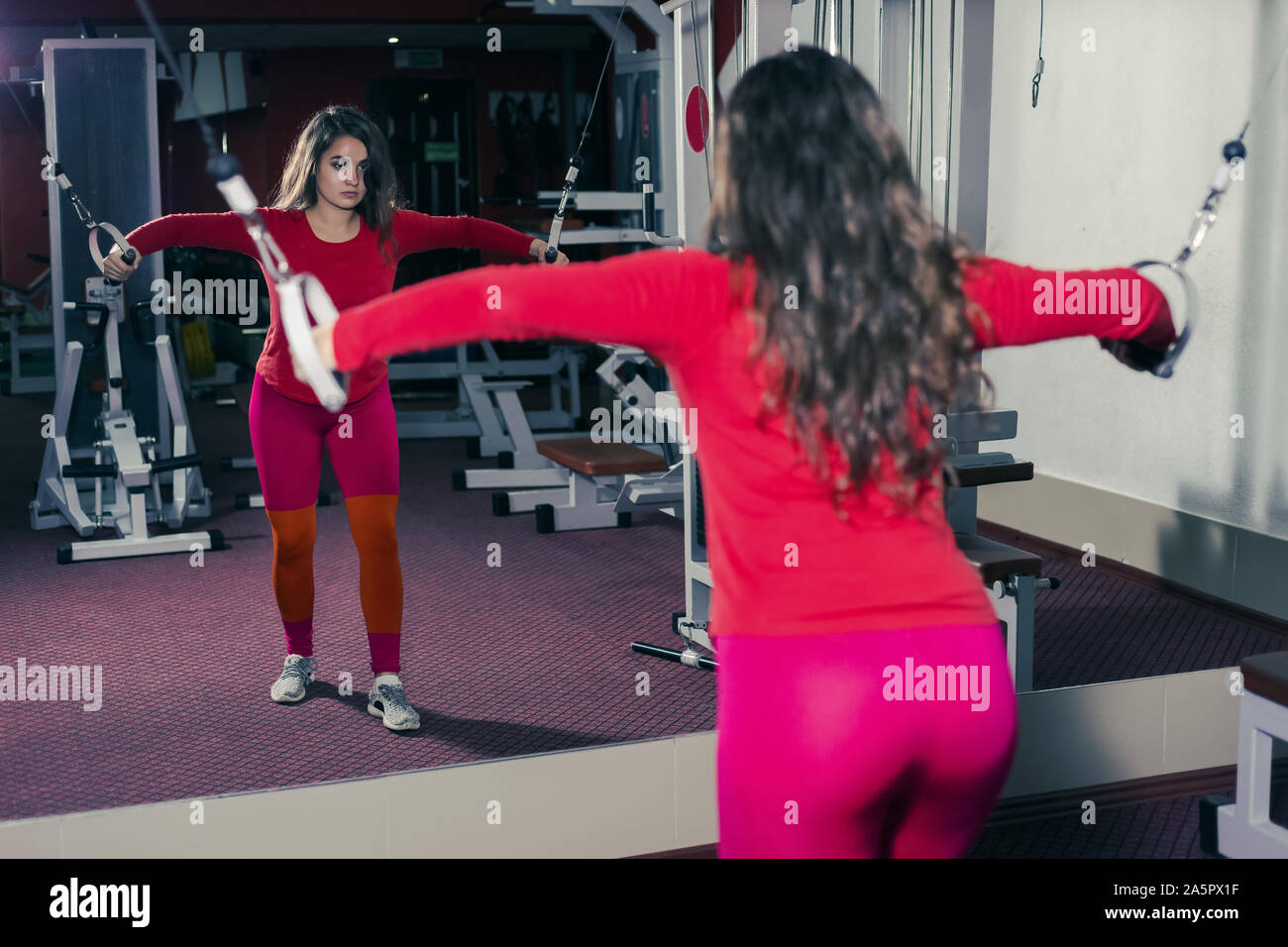 athletic girl engaged in the gym on the simulator. sports fitness and ...