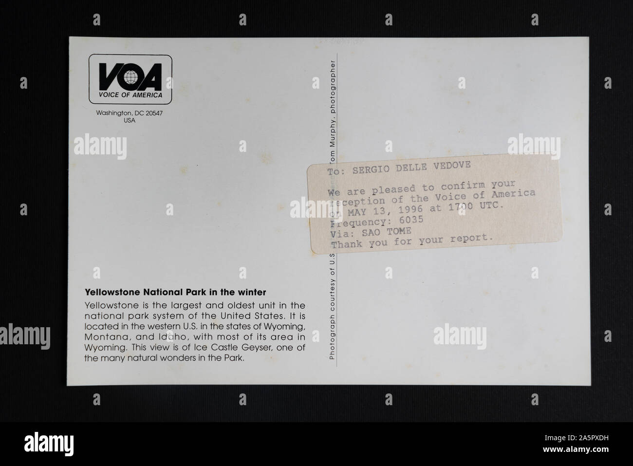 a QSL verification card of the Voice of America from Sao Tome relay ...