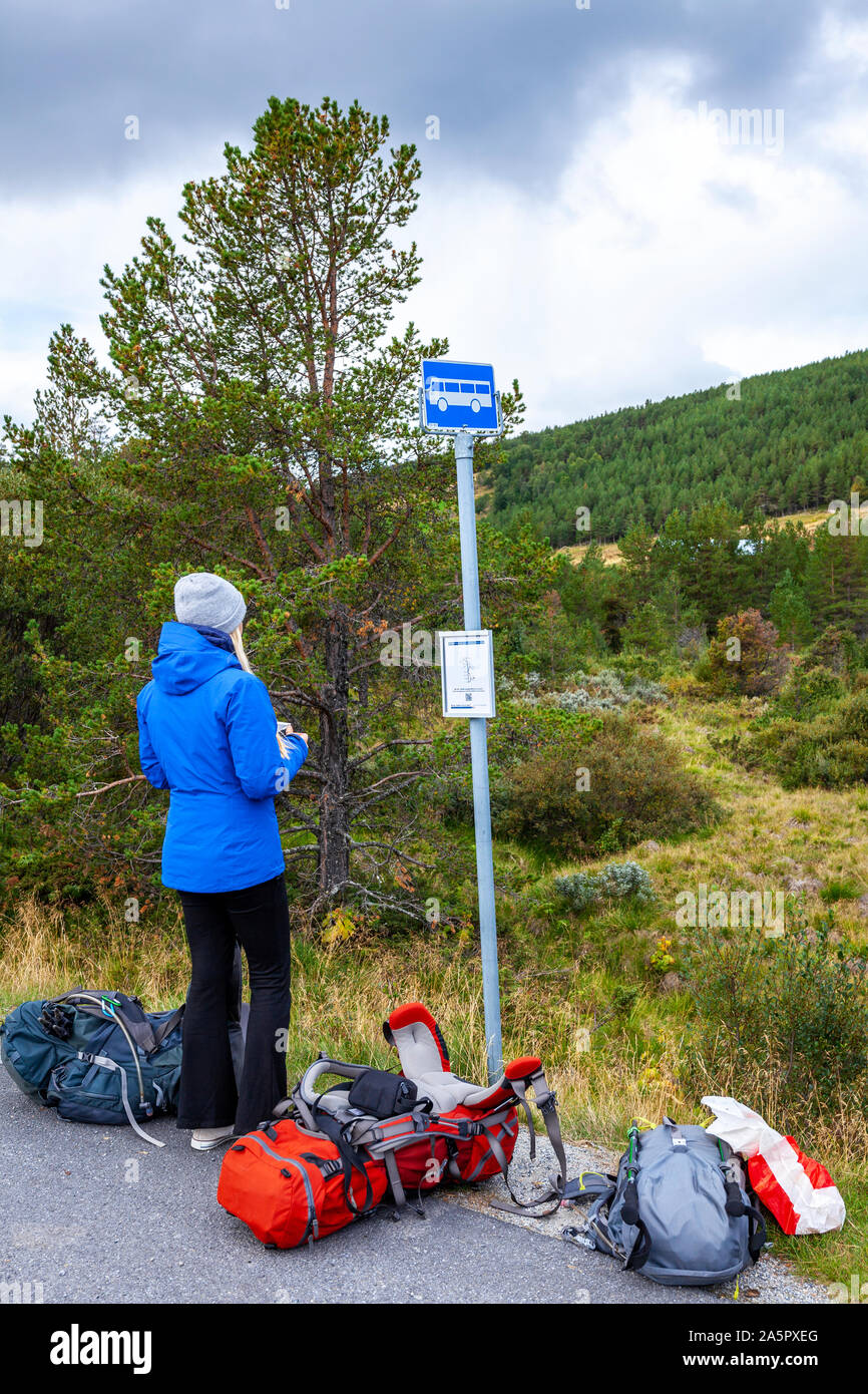 Woman bus stop hi-res stock photography and images - Alamy