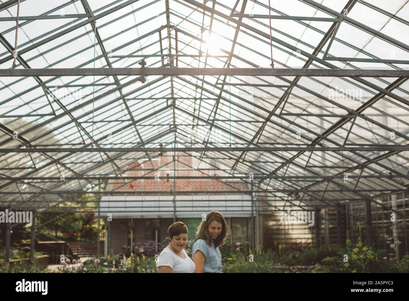 Women in greenhouse Stock Photo - Alamy