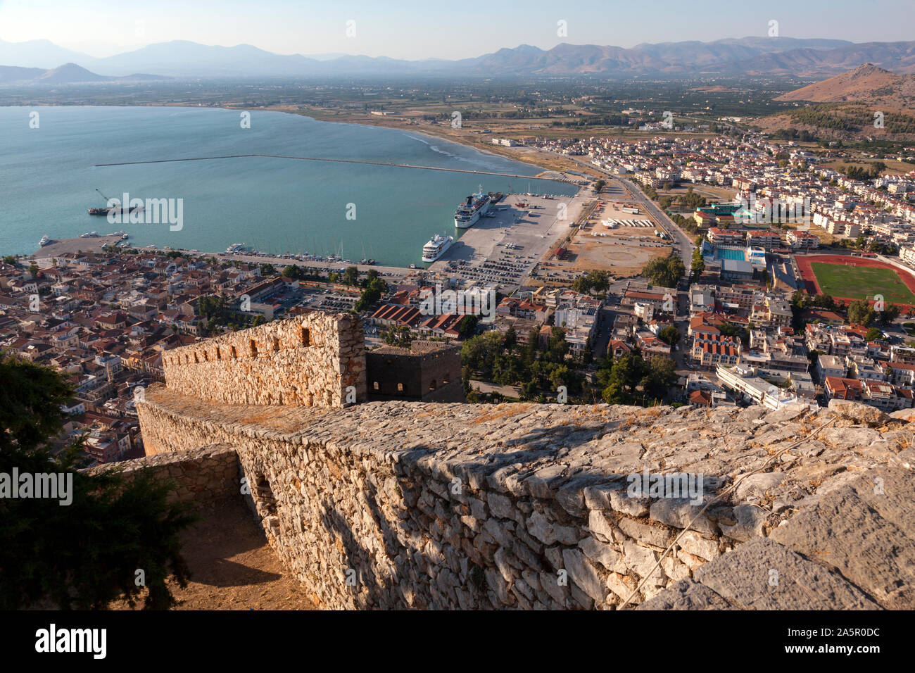 Nafplion marina port from Palamidi castle. Nafplio, Greece Stock Photo ...