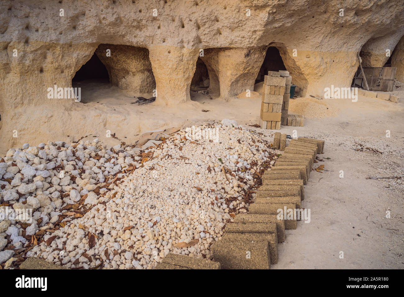 Limestone quarry. mining of limestone gravel for construction Stock ...