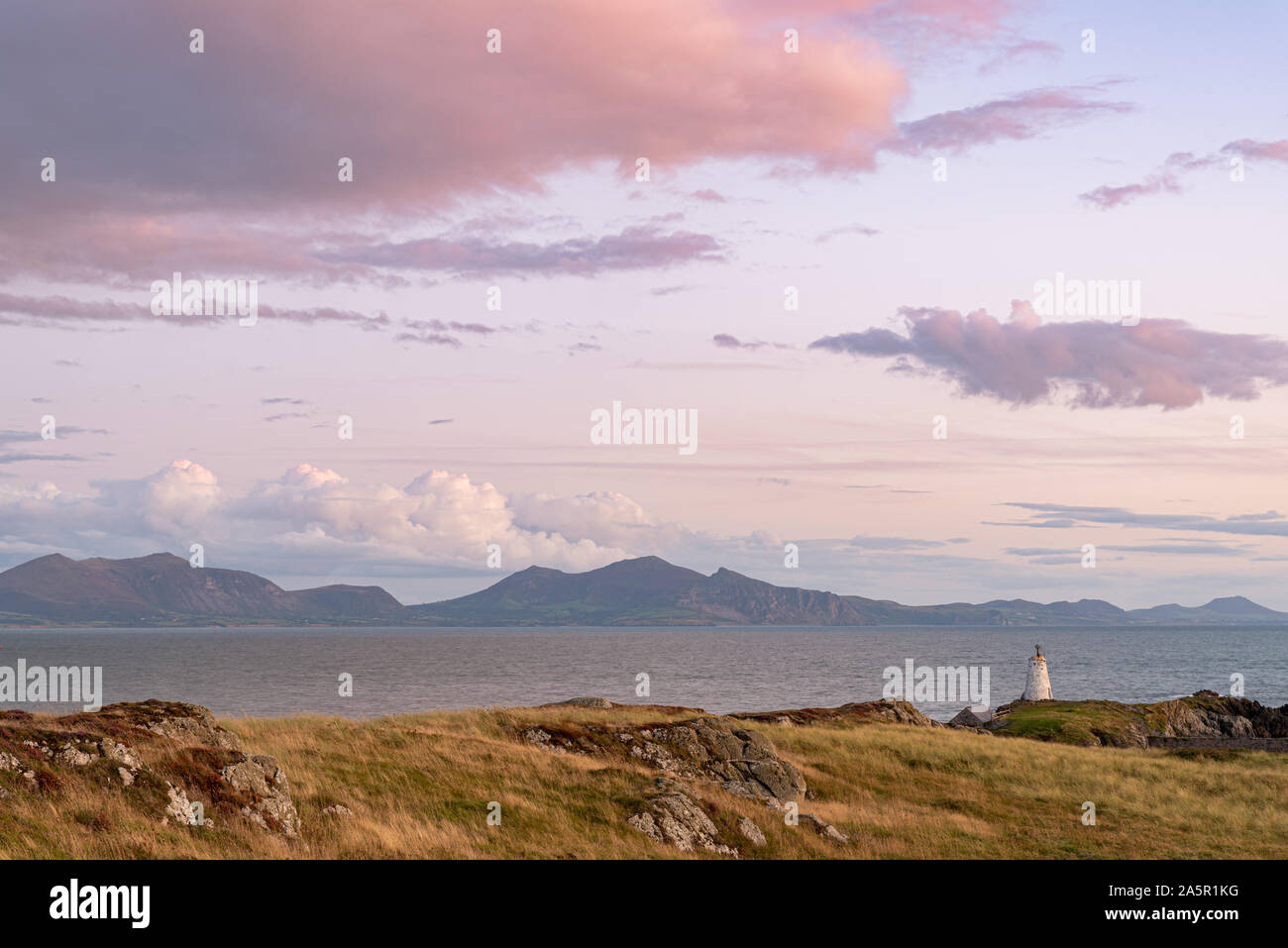 The Llanddwyn island lighthouse, Goleudy Twr Bach at Ynys Llanddwyn on ...