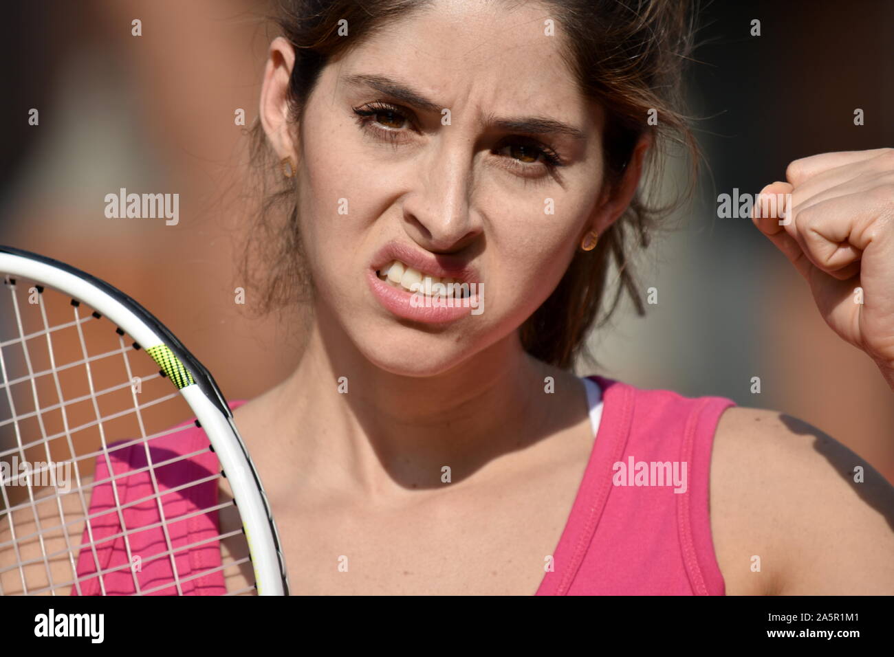 Angry Athlete Colombian Female Tennis Player Woman Wearing Sportswear ...