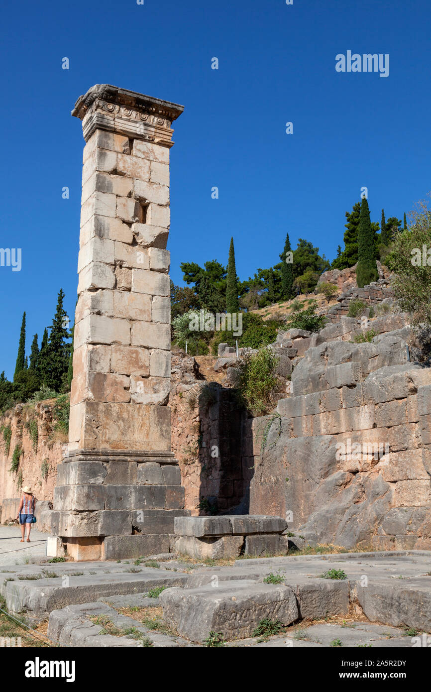 The Pillar of Prusias II near the altar of the Chiots, Delphi, Greece ...