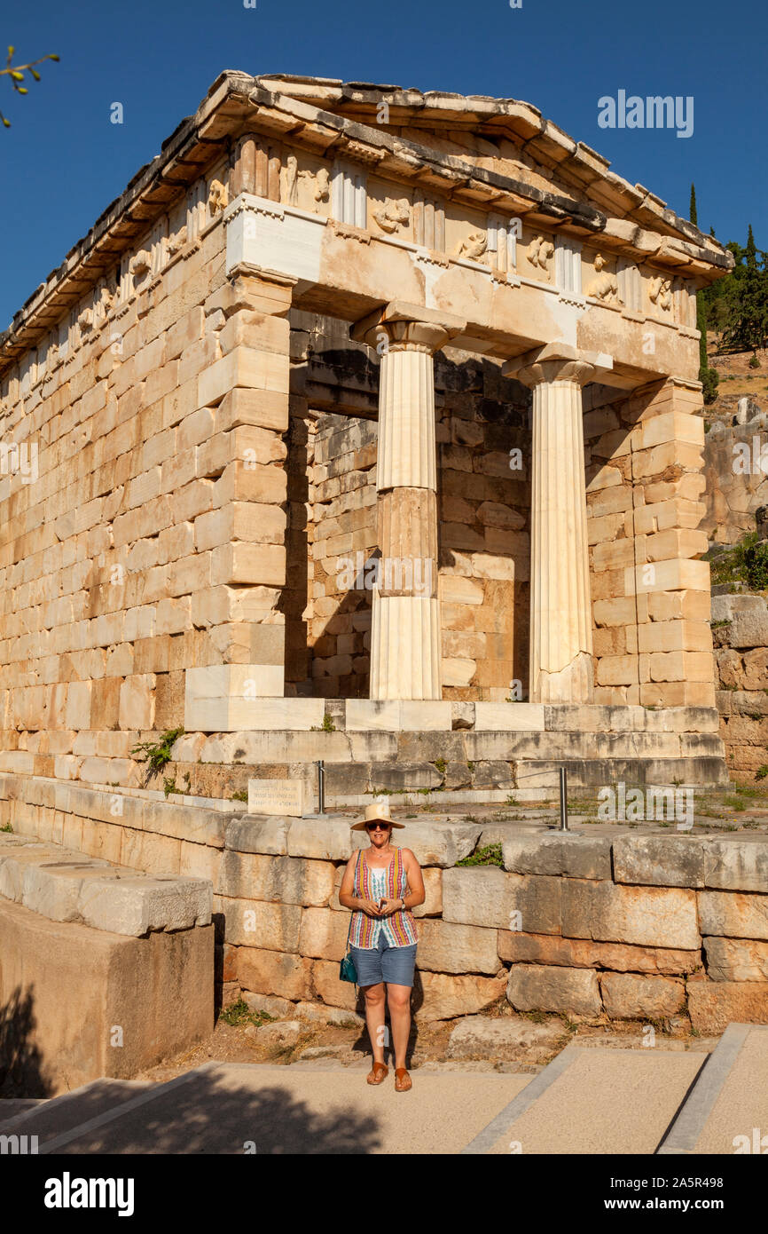 The Treasury of the Athenians, Delphi, Greece Stock Photo - Alamy