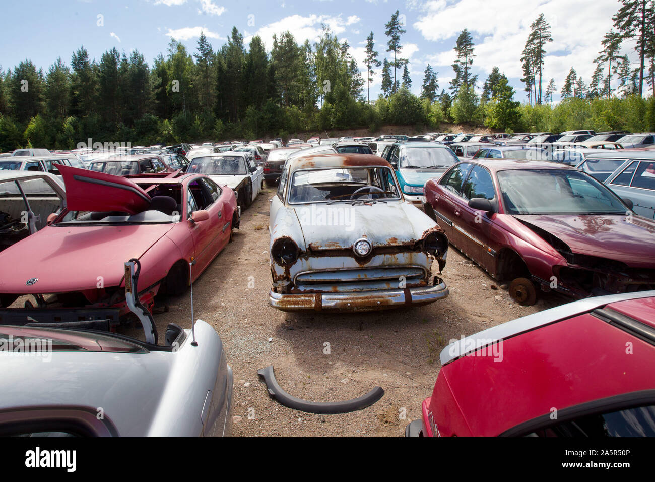 Scrap cars on a car scrapyard.Photo Jeppe Gustafsson Stock Photo - Alamy