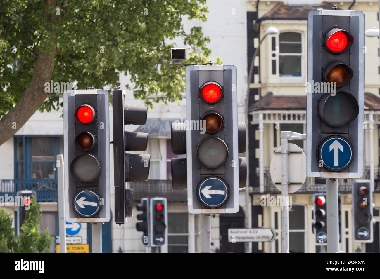 traffic lights all at red Stock Photo - Alamy