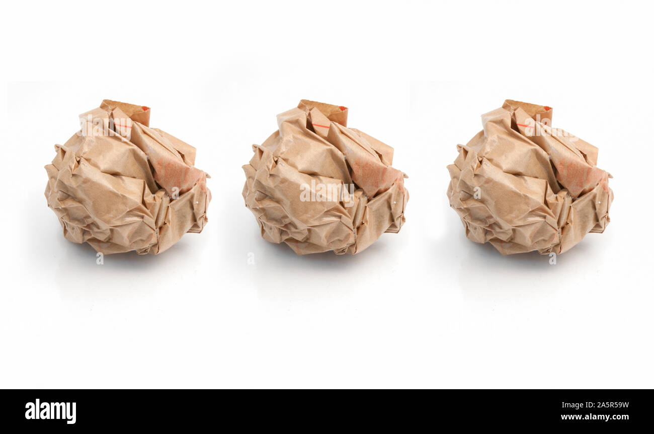 Lump crumpled paper isolate on white background Stock Photo - Alamy
