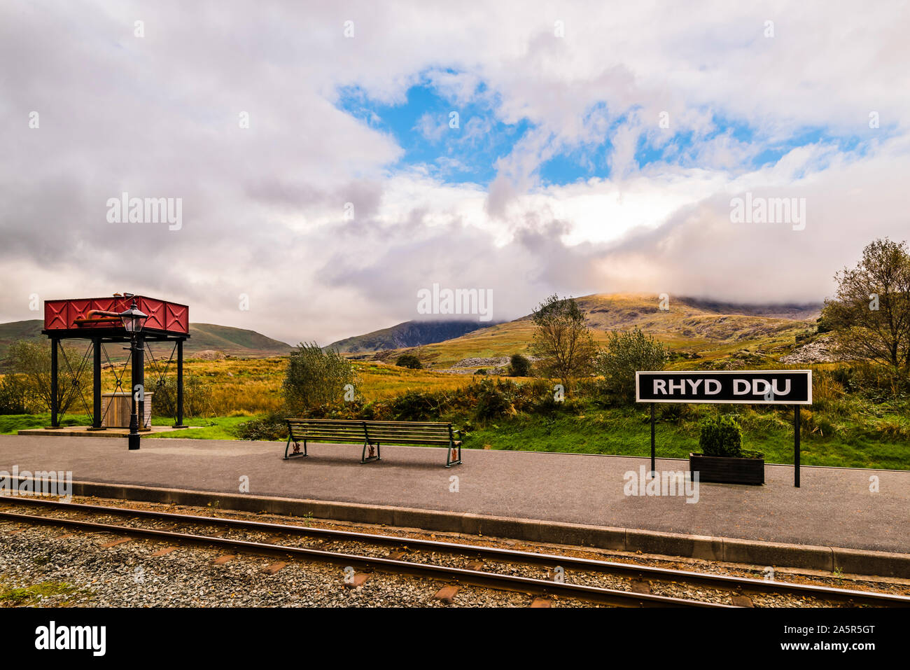 Mount Snowdon through the low clouds at Rhyd Ddu, Snowdonia National ...