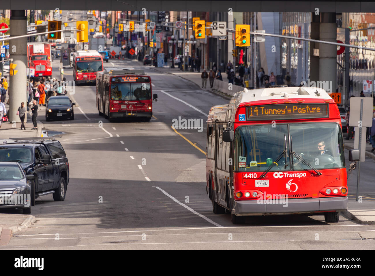 Ottawa, CA - 9 October 2019: Ottawa OC Transpo bus in downtown Ottawa ...