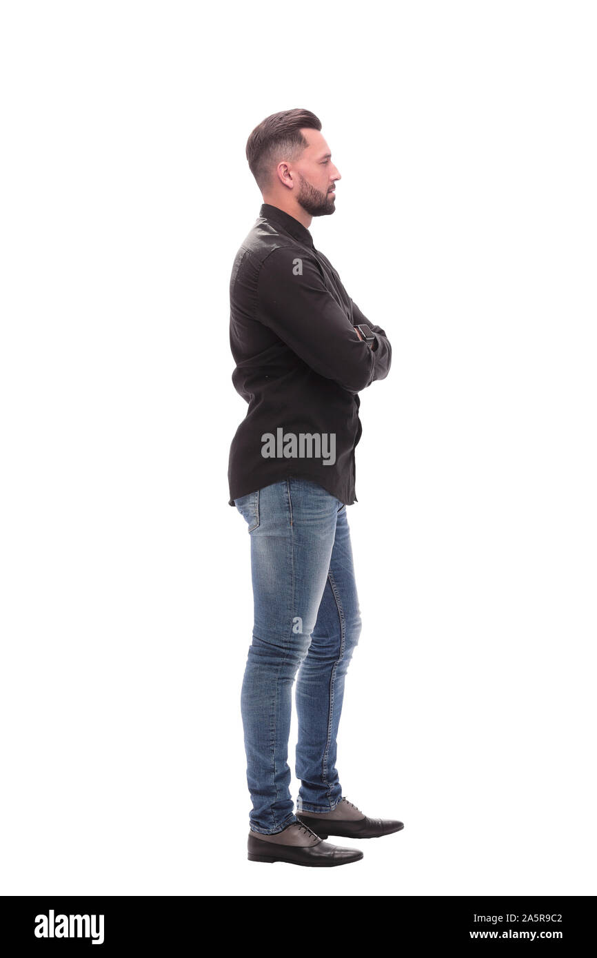 side view. modern young man in jeans Stock Photo - Alamy