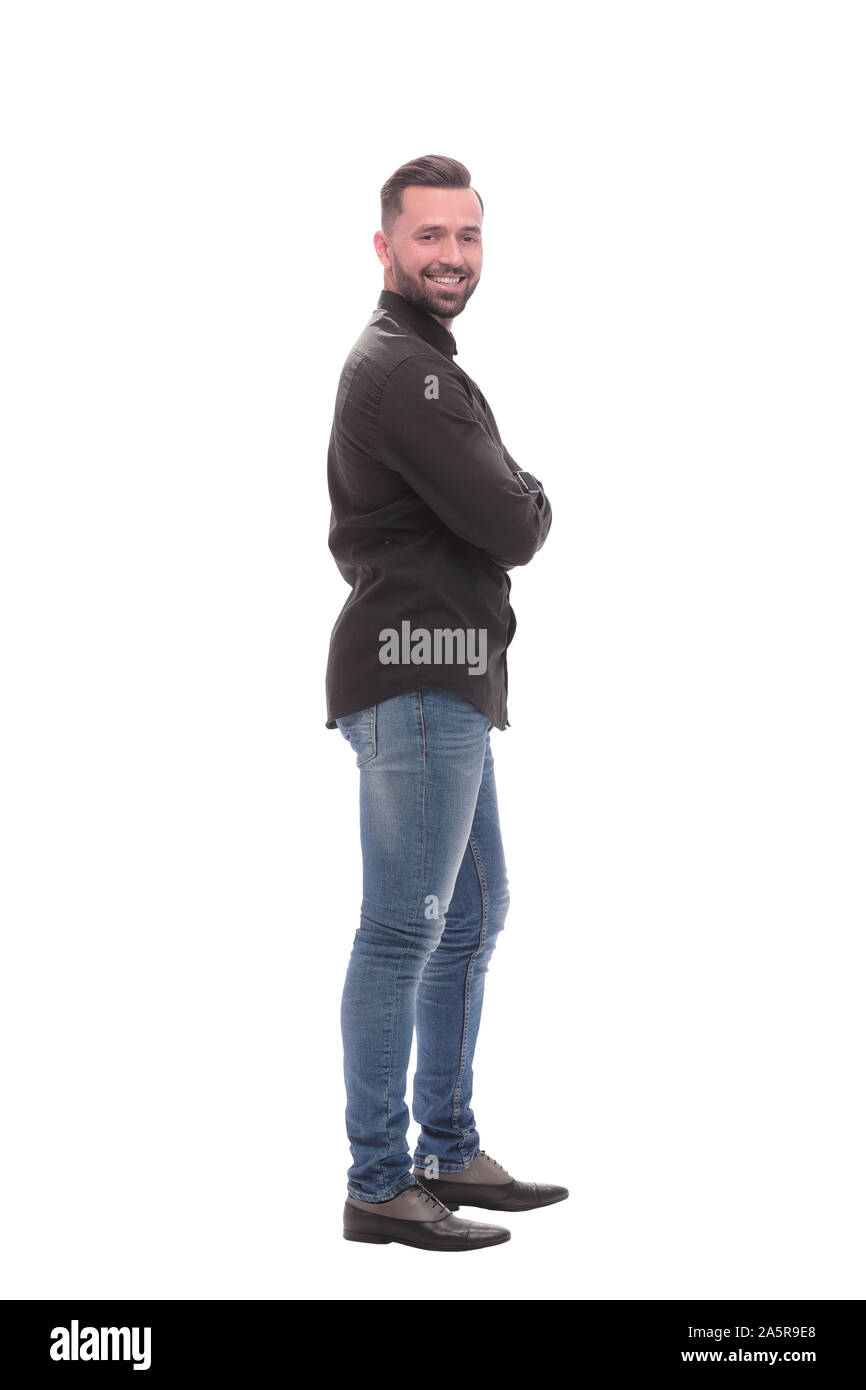 side view. modern young man in jeans Stock Photo - Alamy