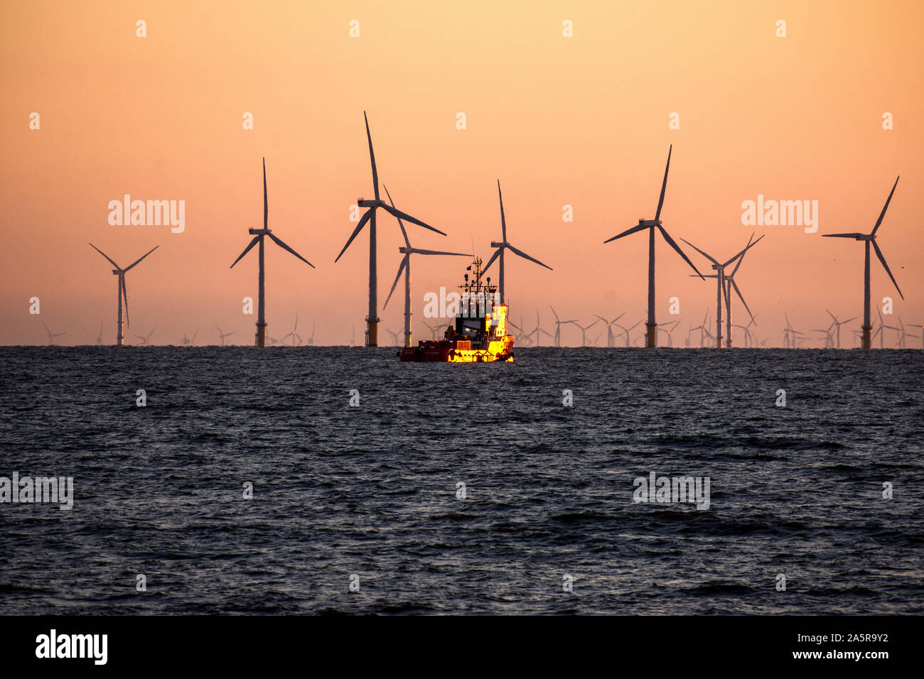 Wind Farm in the Mersey Estuary Stock Photo - Alamy