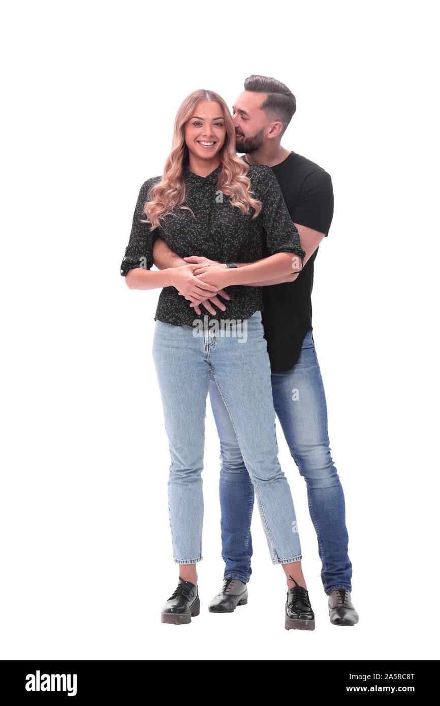 in full growth. young couple in love standing together Stock Photo - Alamy