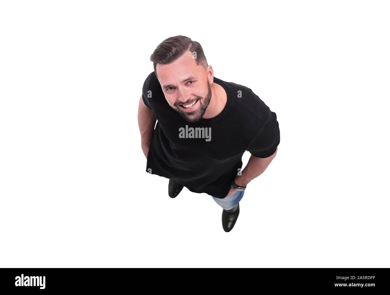 top view. beautiful young man looking at the camera Stock Photo - Alamy