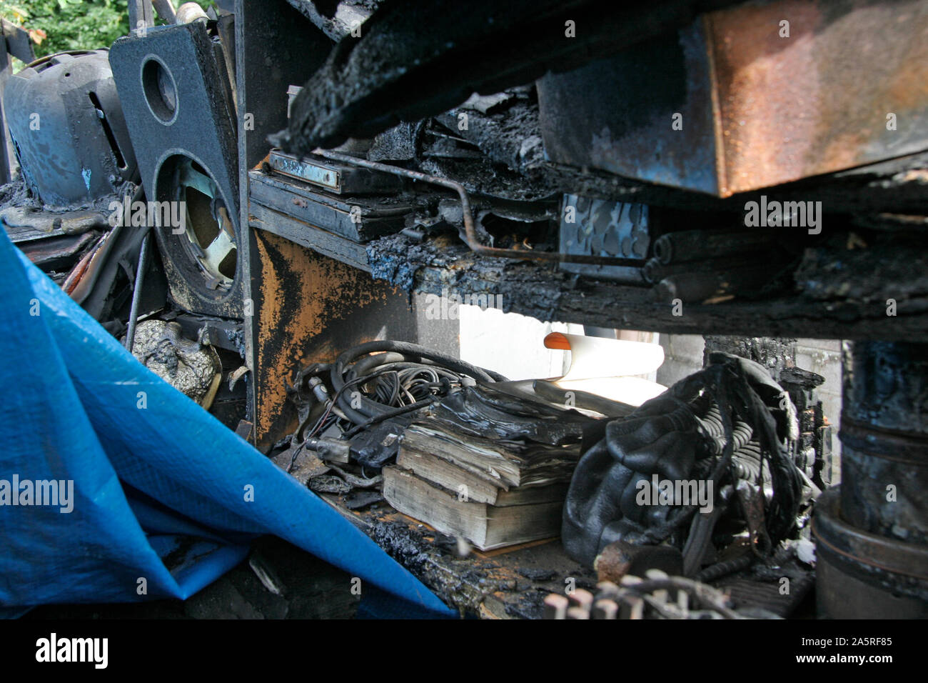 Fire Damaged items from a Garden Shed fire caused by a faulty ...