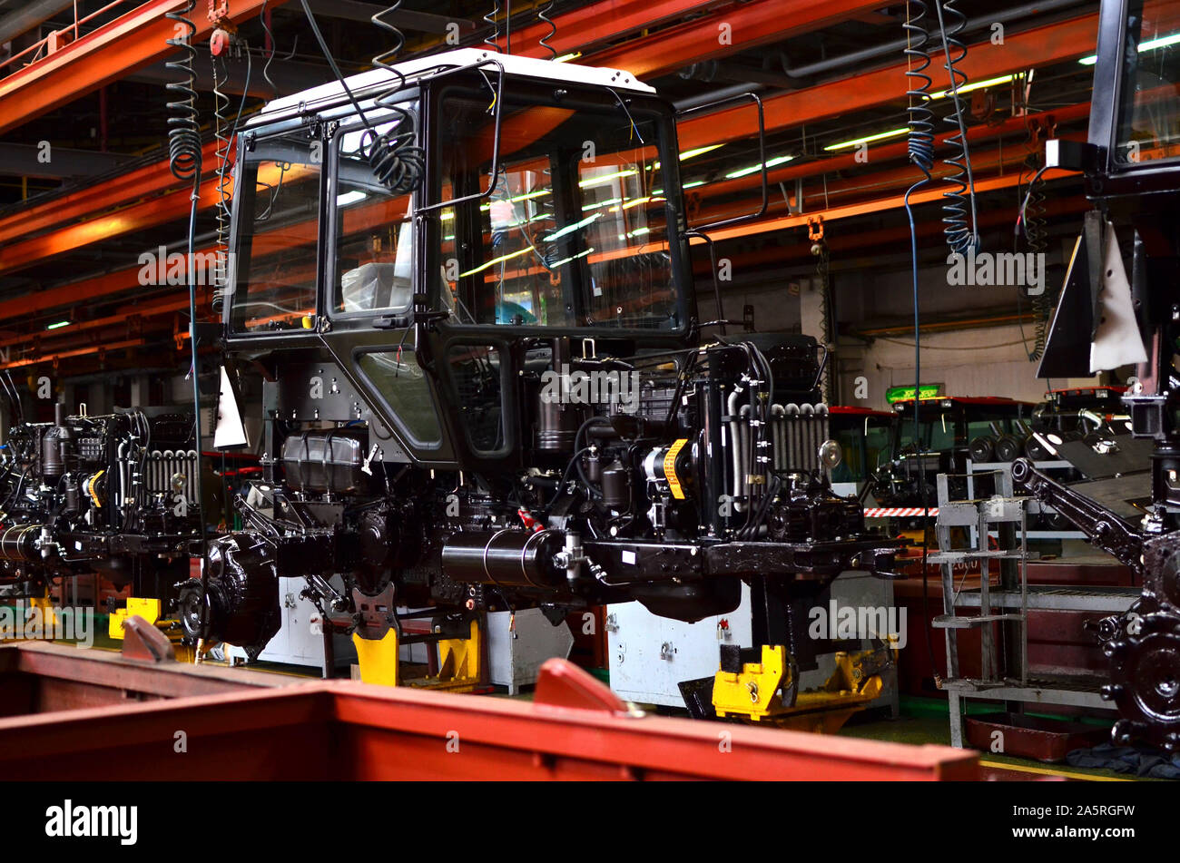 Tractor Manufacture work. Assembly line inside the agricultural ...