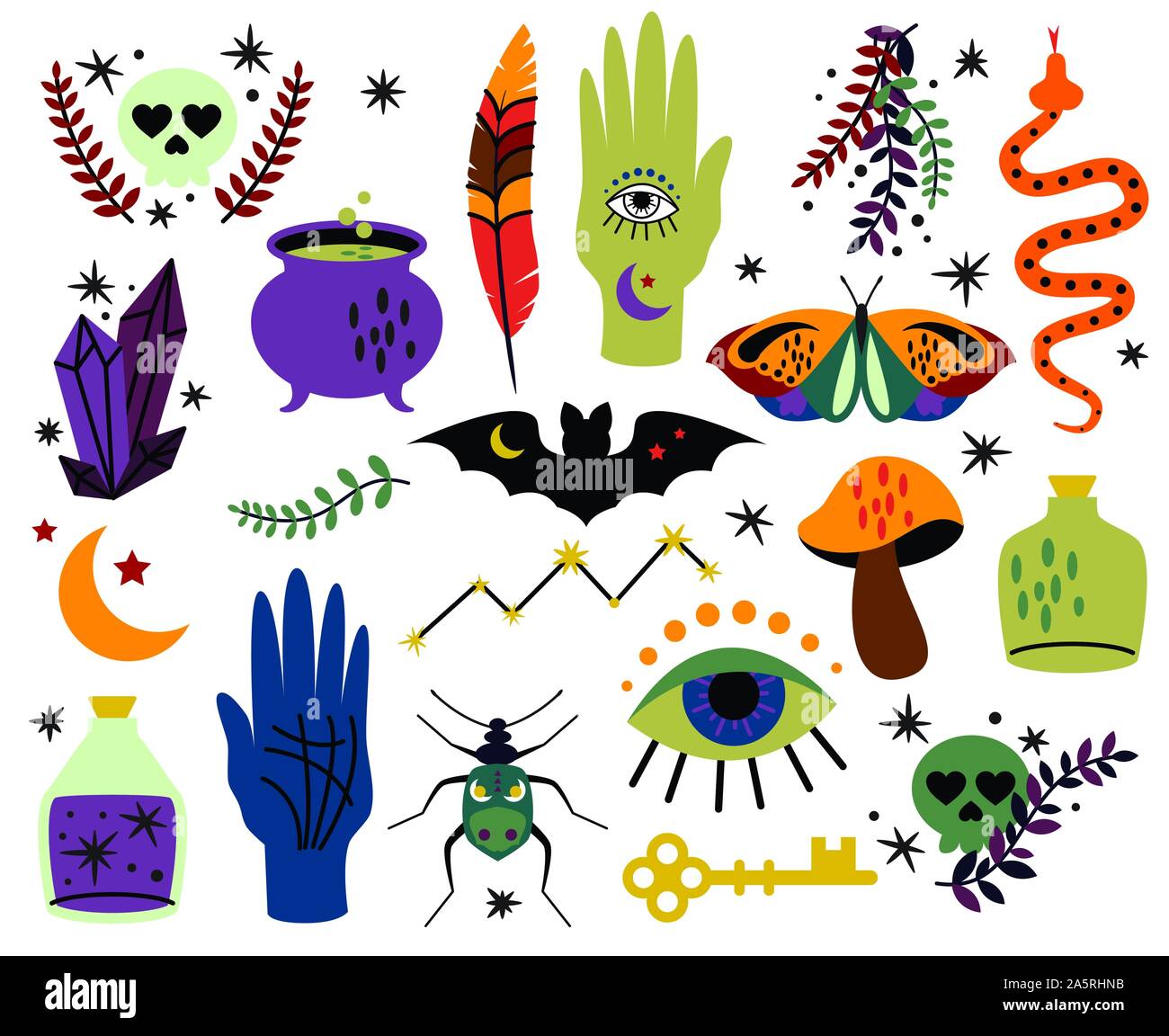 Magic witch symbols moon Cut Out Stock Images & Pictures - Alamy