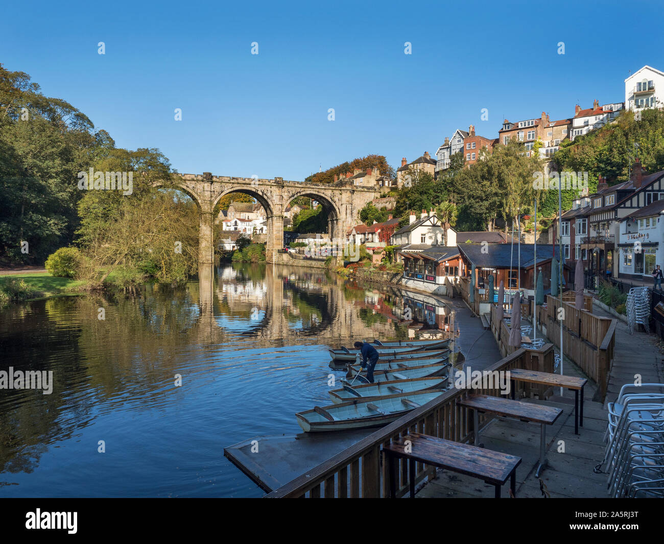 Railway Viaduct over the River Nidd from Waterside at Knaresborough ...