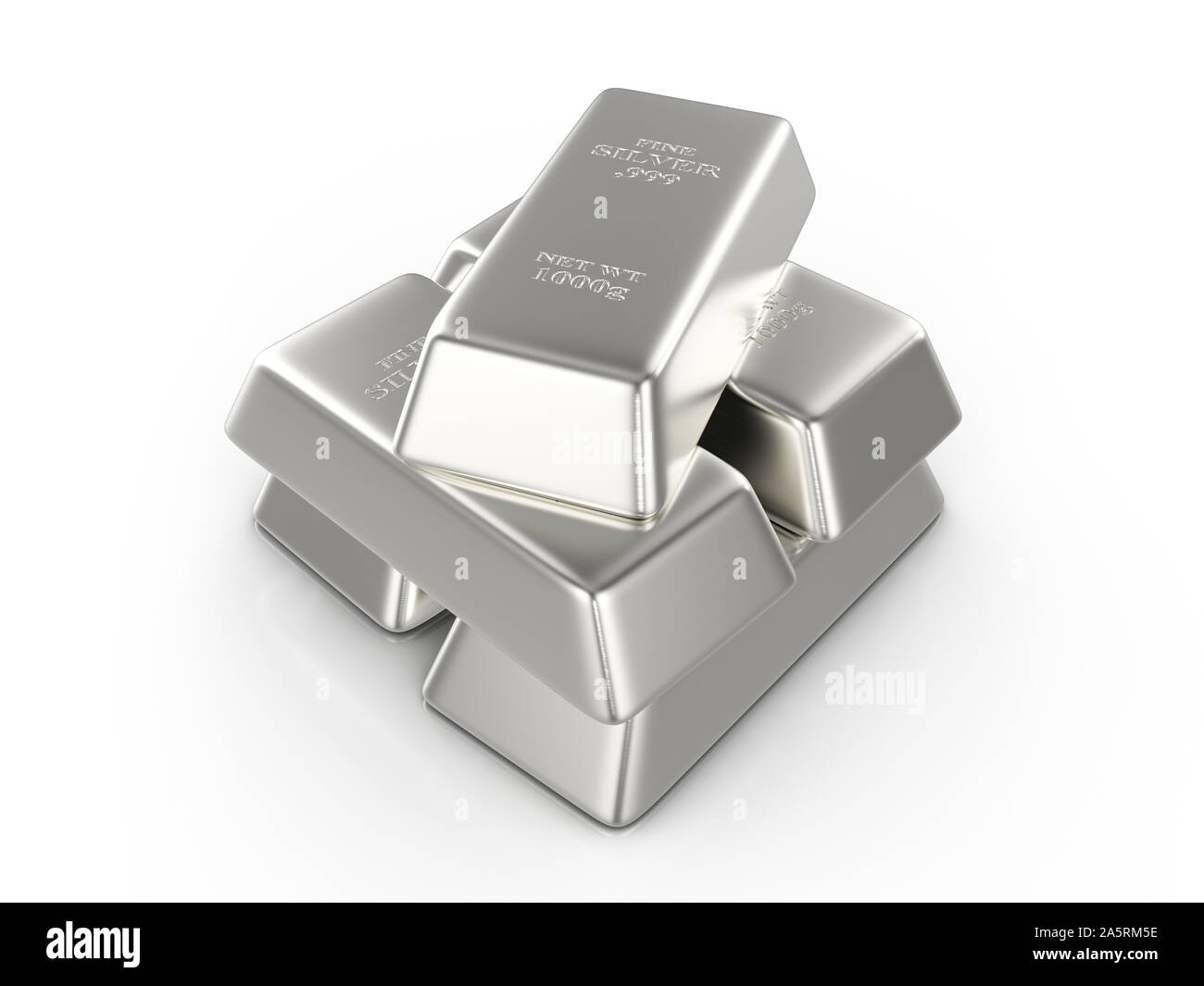 Silver bars on a white background. 3d illustration Stock Photo - Alamy