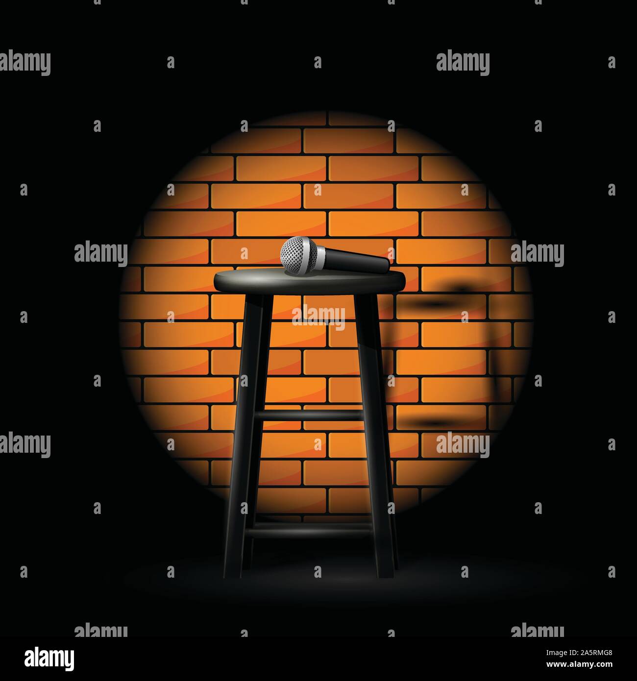 Stand up comedy show - microphone on stool in ray of spotlight and ...