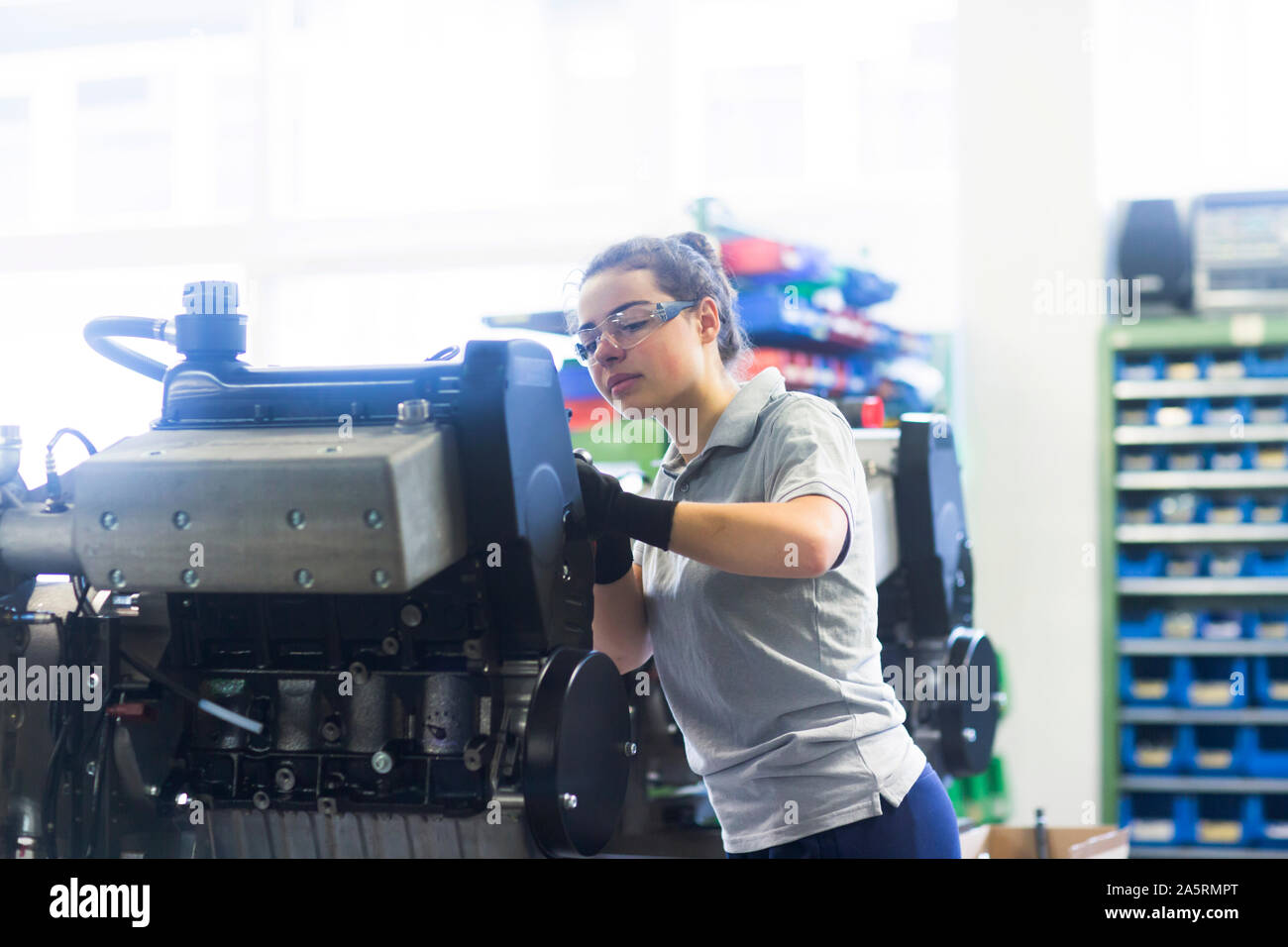 block heat and power plant engineer female Stock Photo - Alamy