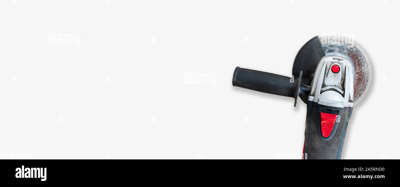 Top view of electric angle grinder isolated on white background with ...
