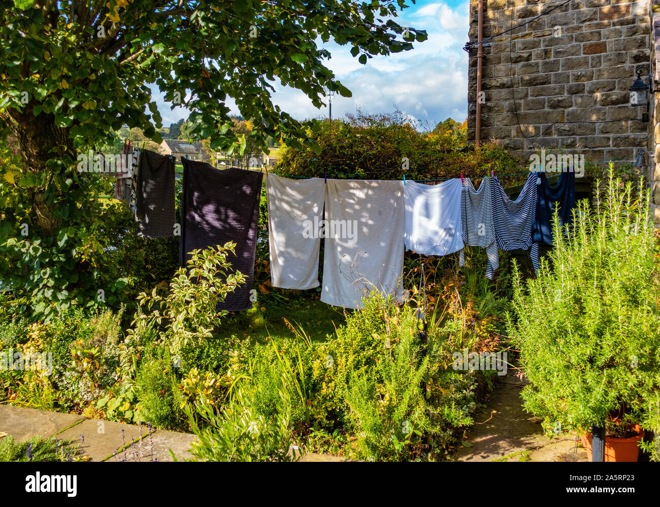 Laundry on a washing line Stock Photo - Alamy