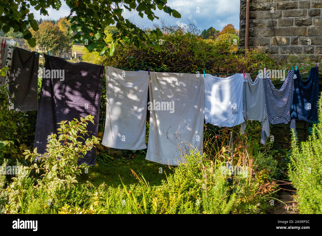 Laundry on a washing line Stock Photo - Alamy