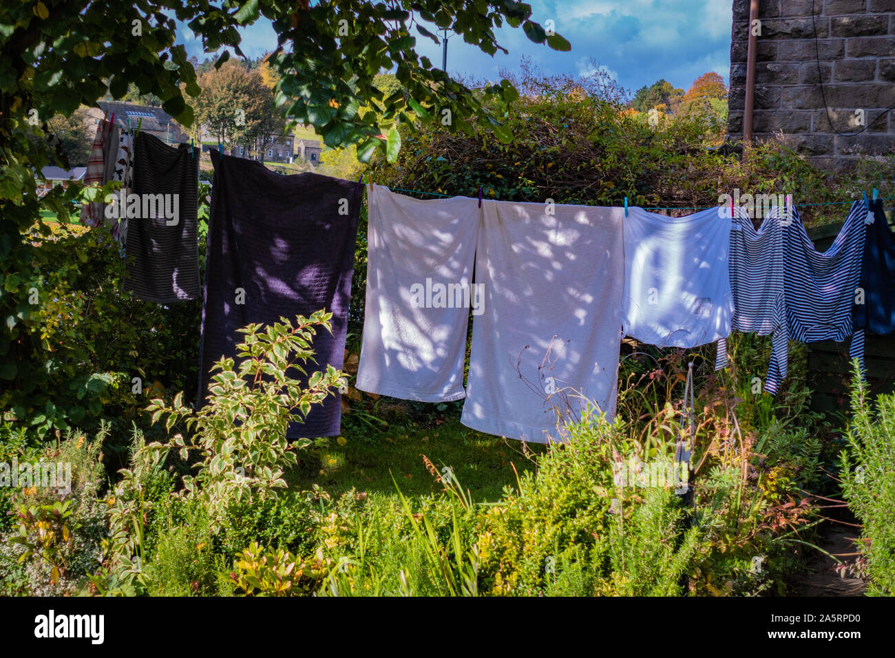 Laundry on a washing line Stock Photo - Alamy
