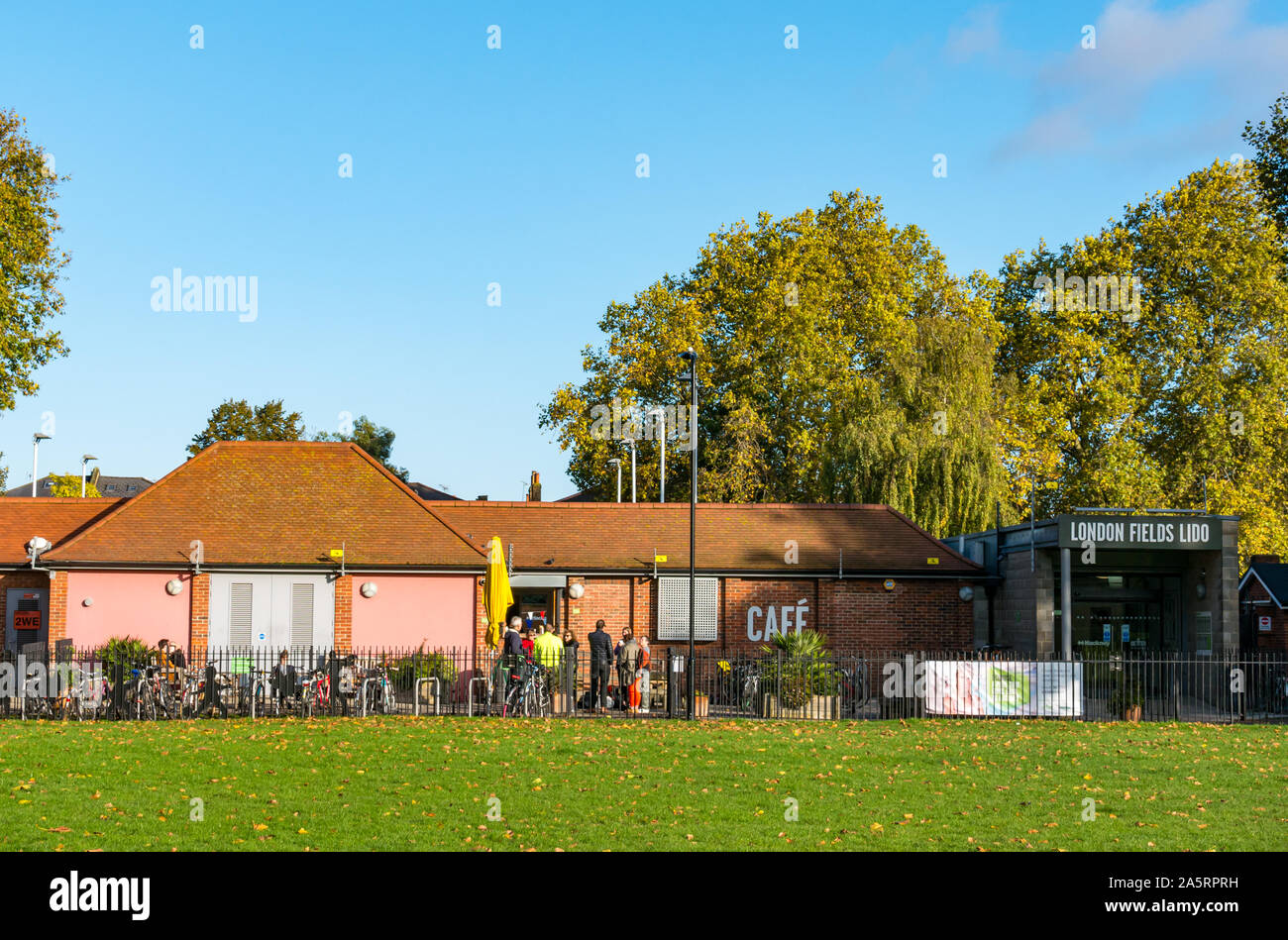 London Fields Lido entrance, London, England, UK Stock Photo - Alamy