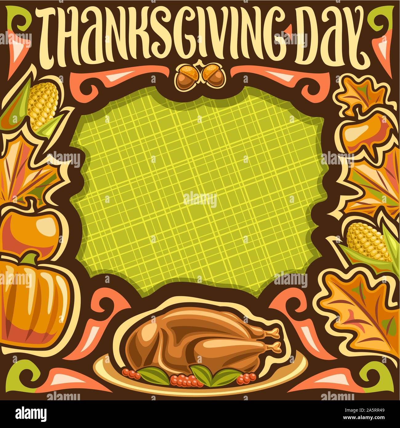 Vector placard for Thanksgiving Day, dark frame for thanks giving ...