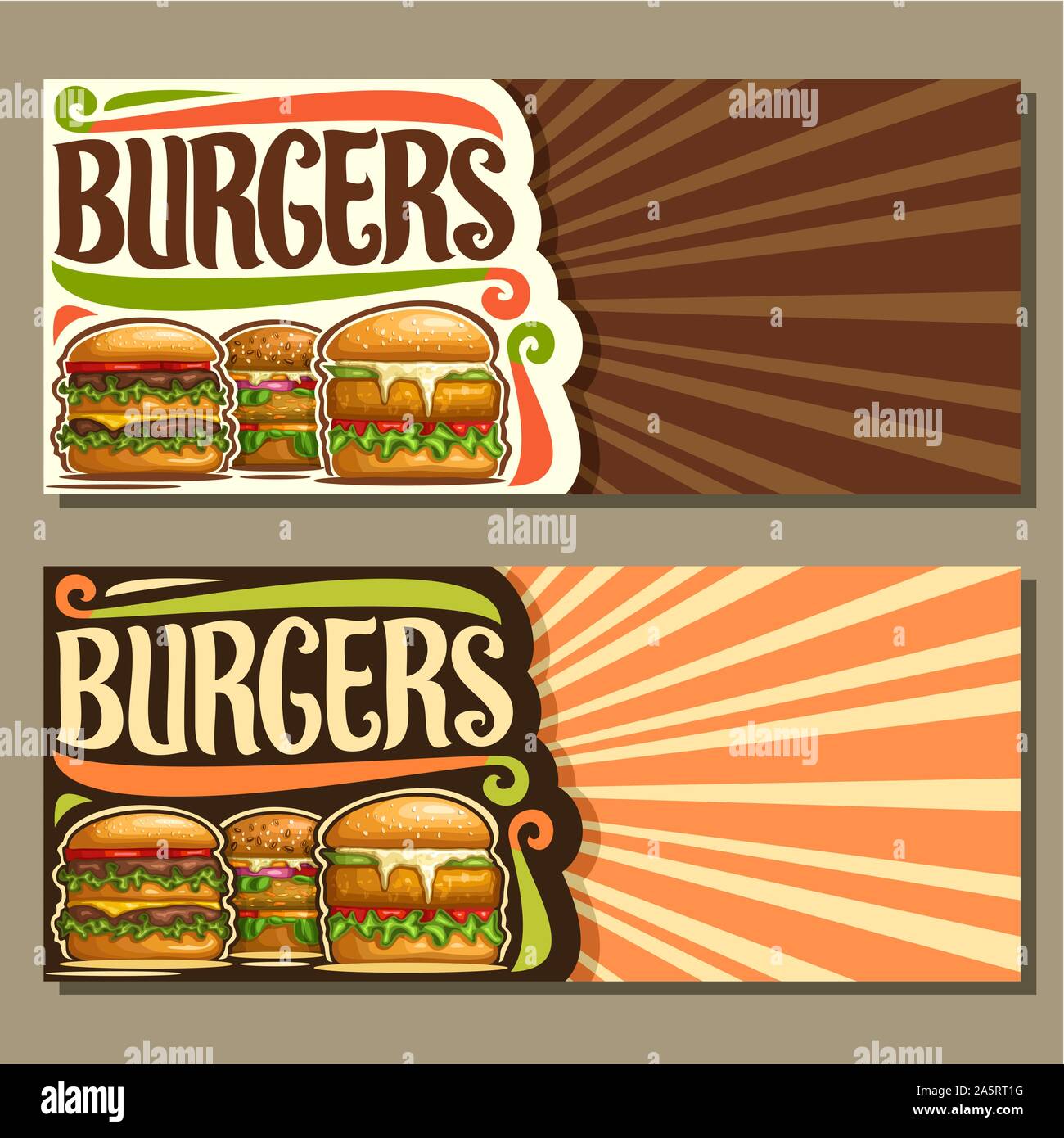Vector banners for Burgers with copy space, leaflet with cheeseburger ...