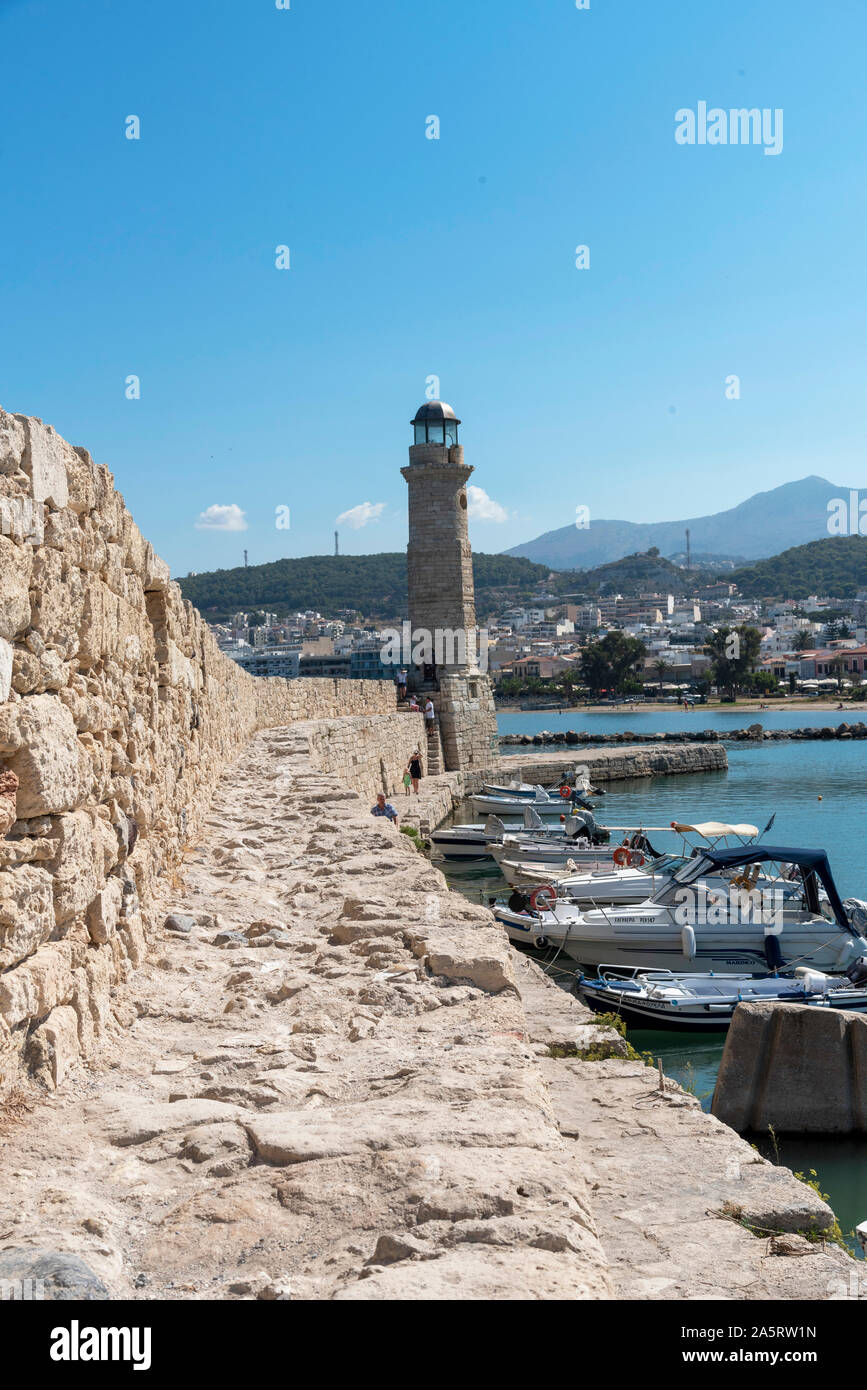 Rethymno, Crete, Greece. October 2019. The ancient lighthouse on the ...