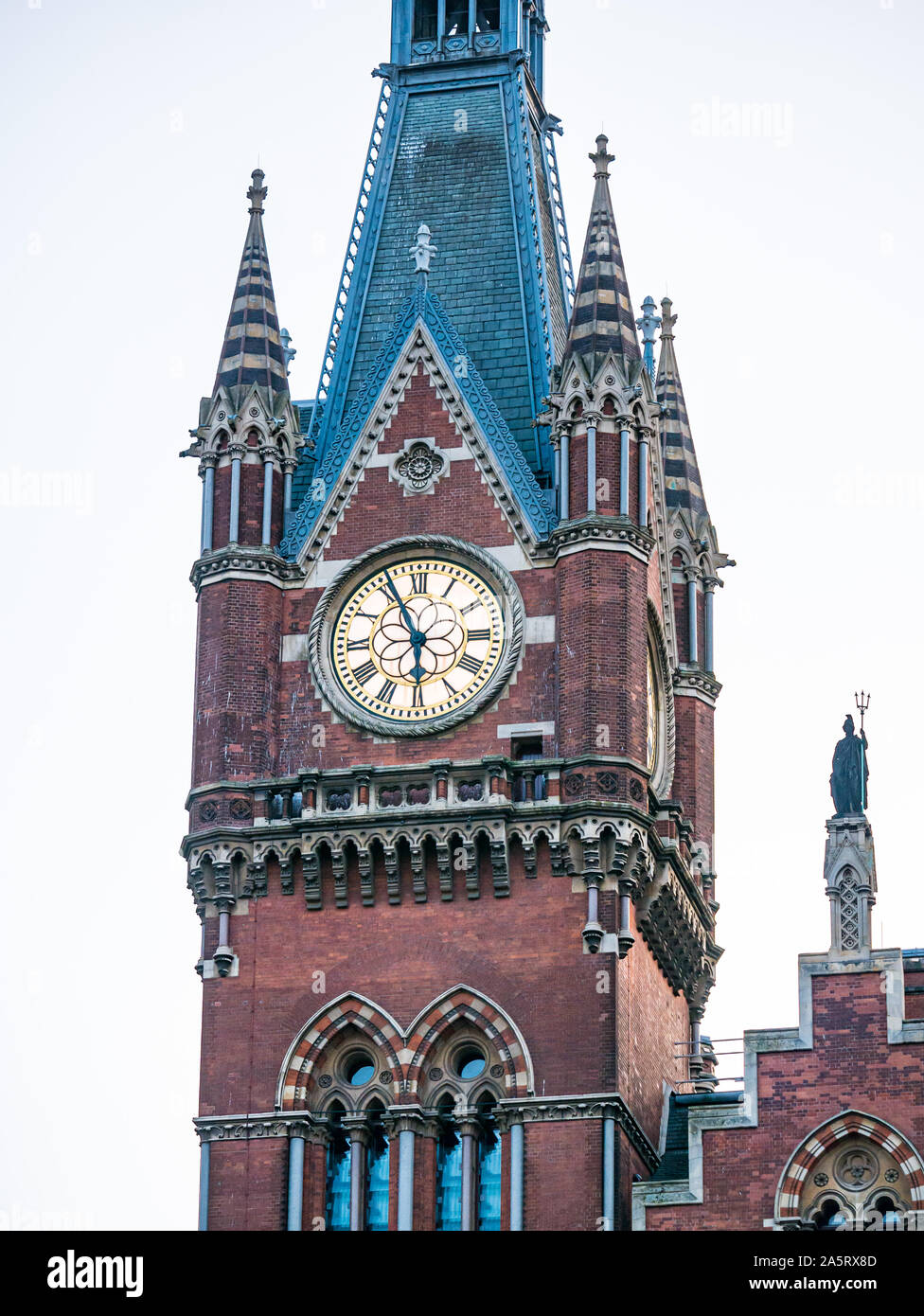 Ornate Victorian Gothic architecture clock spire, St Pancras railway ...