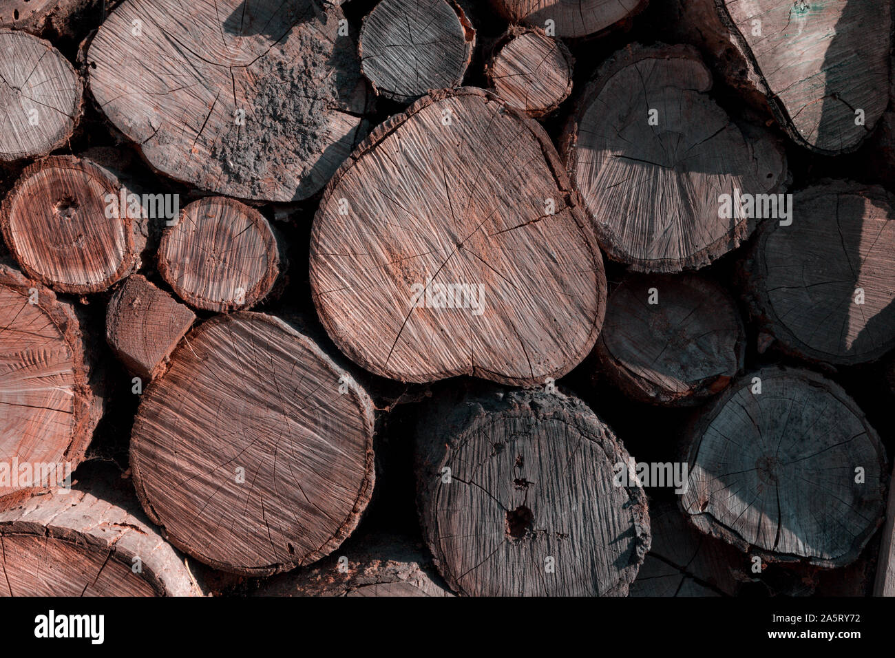 Stack of sawn logs. Natural wooden decor background Stock Photo - Alamy