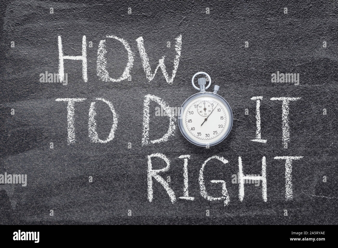 how to do it right phrase written on chalkboard with vintage precise ...