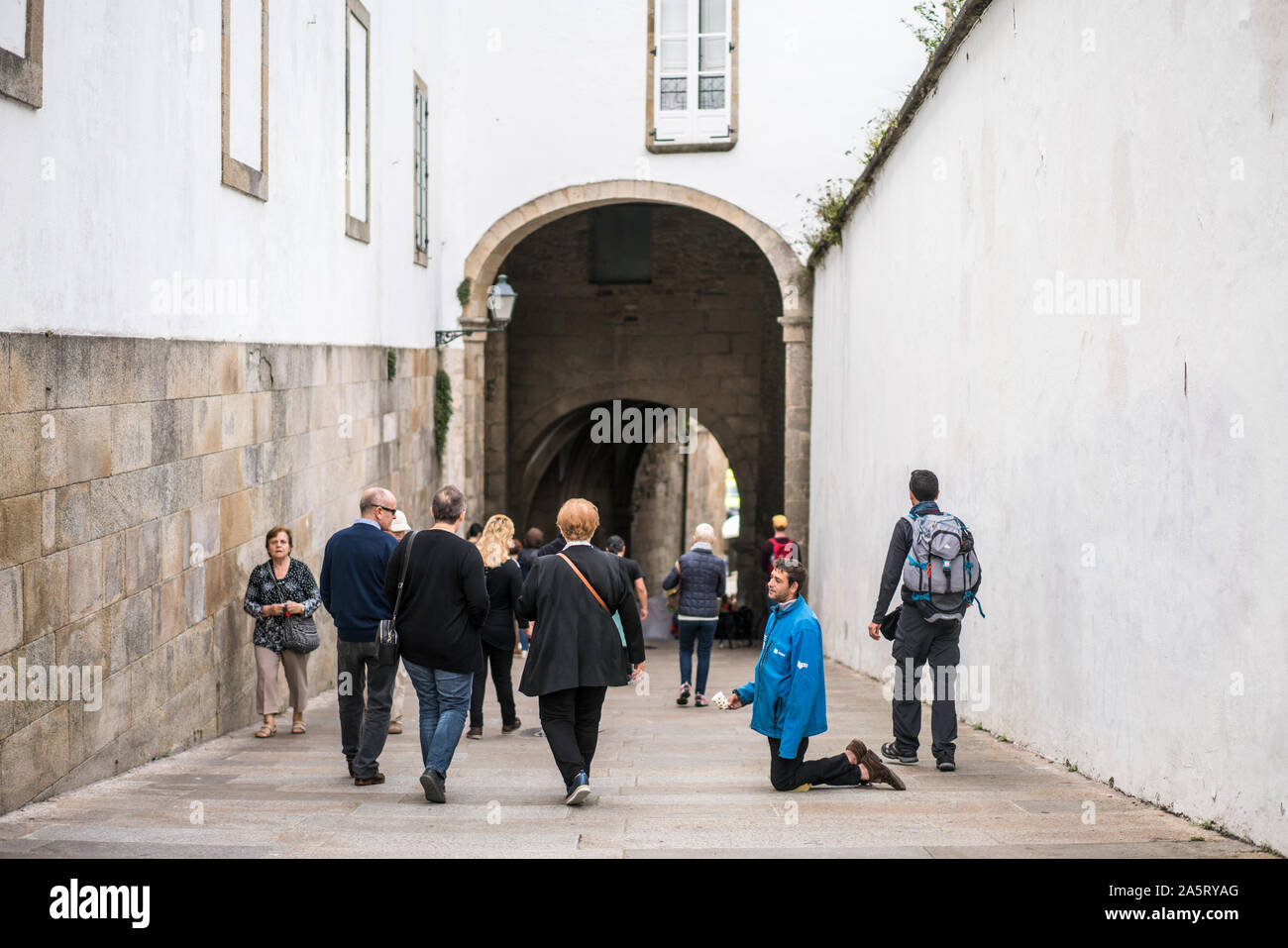 Street scene in the Santiago de Compostela, SPain, Europe. Camino de ...