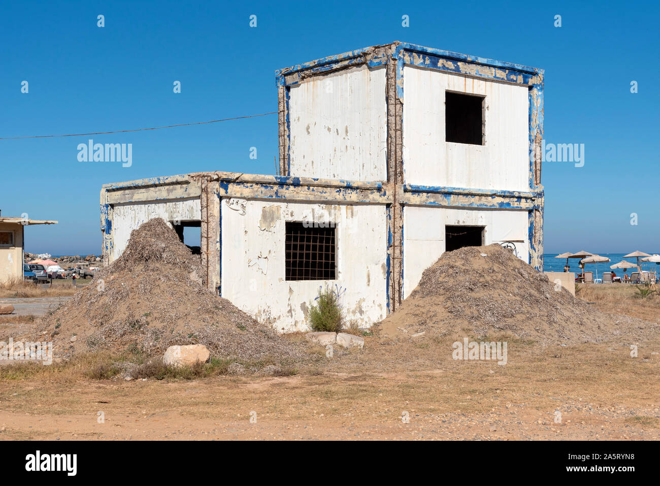 Gouves, Heraklion, Crete, Greece. October 2019. Derelict buildings of ...