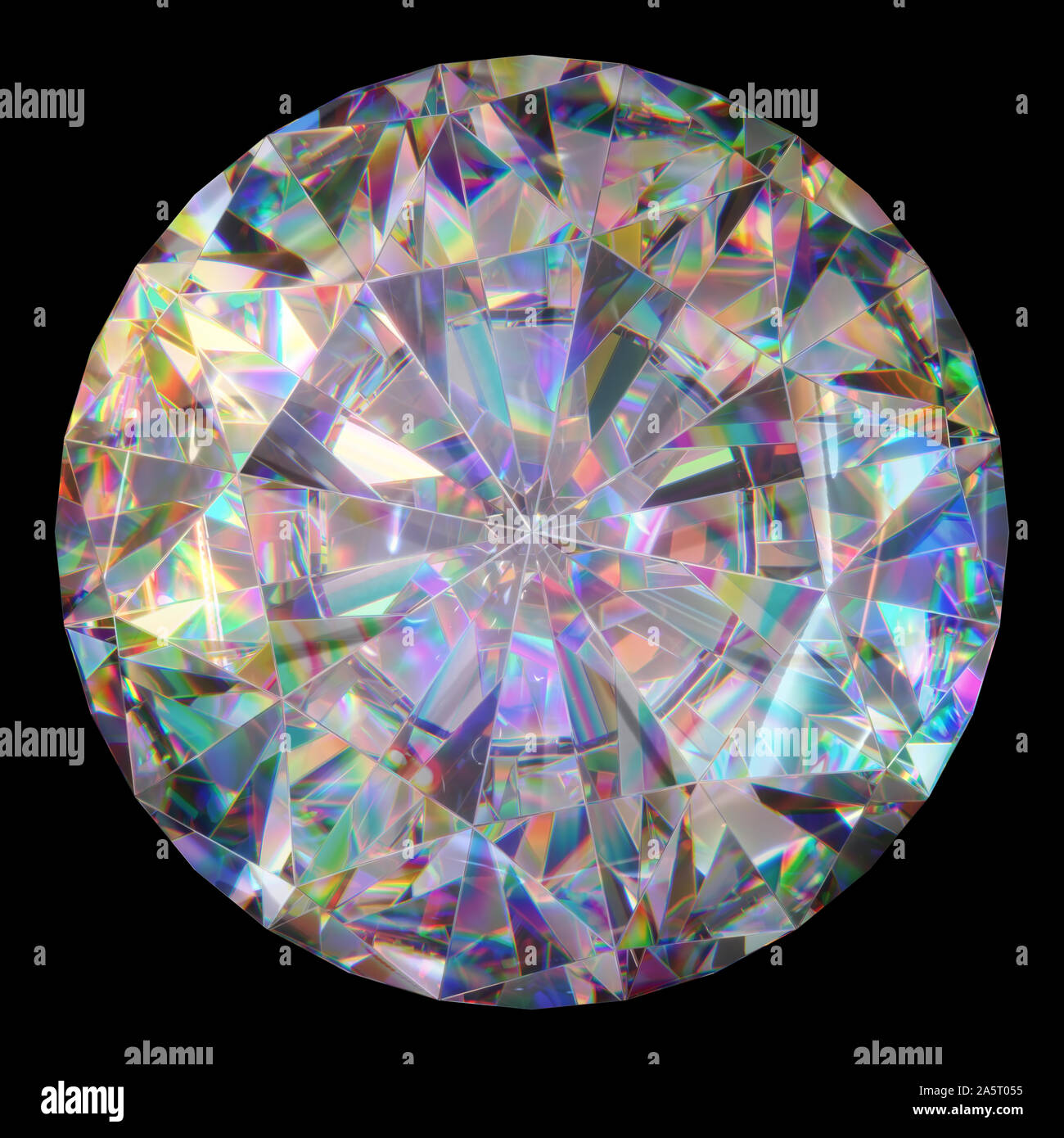 3D illustration with clipping path (mask) of a cut diamond on black ...